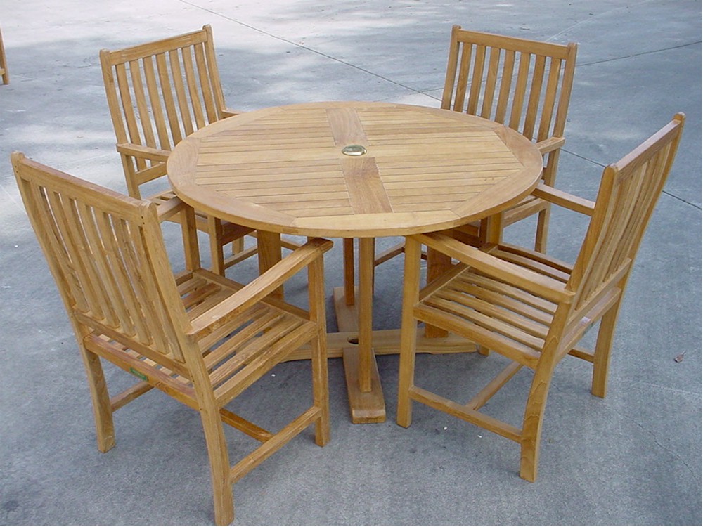 FurnitureTeak: Teak Furniture Set of Tosca 4-Foot Round Table w/ Frame ...