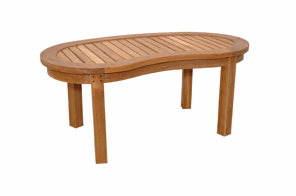 FurnitureTeak: Teak Curved Table - 42" Long Curved Table "Kidney" Style