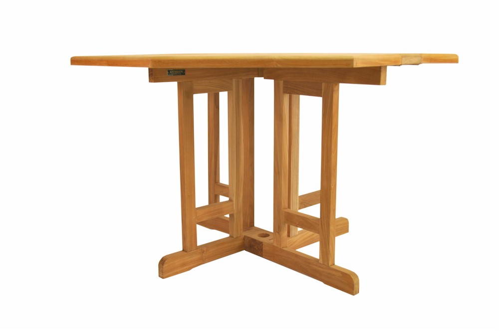 FurnitureTeak: Teak Folding Octagon Table - 47" Diameter "Butterfly "Style"